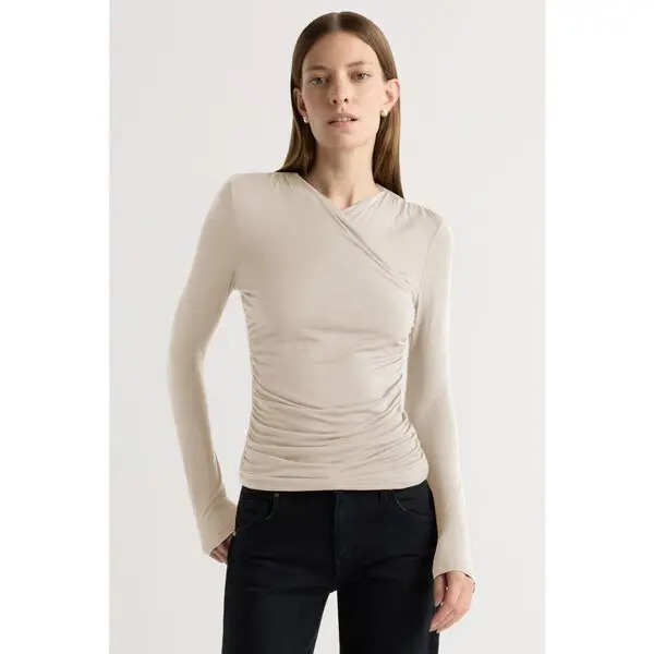 Modern Citizen Lilou Wrap-neck Long-sleeve Tee - Pampas
