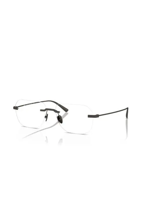 FERRARI 55mm Rectangle Eyeglasses - Silver Black