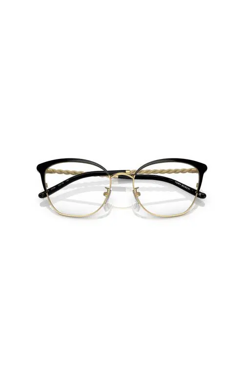 Tory Burch 53mm Square Full Rim Optical Glasses - Black