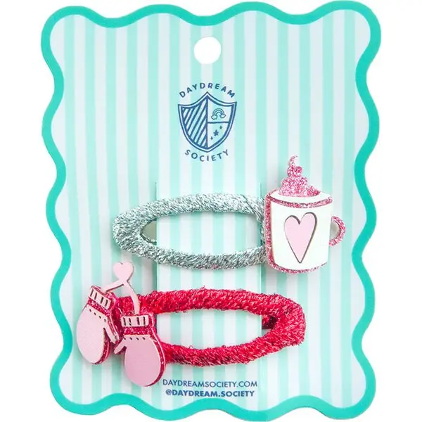 DAYDREAM SOCIETY Mittens And Hot Cocoa Hair Clip Set - Assorted Pre-pack