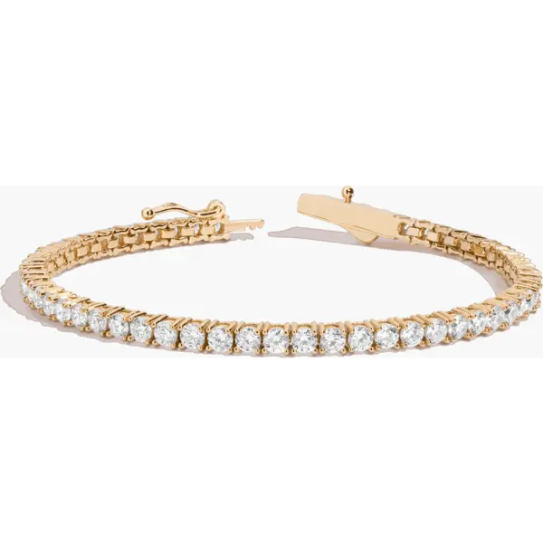 AURATE Lab Grown White Sapphire Tennis Bracelet - Yellow Gold Vermeil