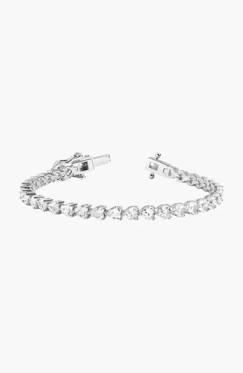 AURATE Lab Grown White Sapphire Heart Tennis Bracelet - Sterling Silver