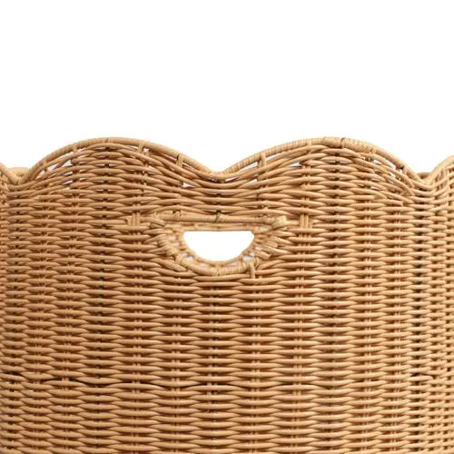 HAPPIMESS Maris Resin/metal Scalloped Edge Nesting Storage Baskets With Handles - Natural