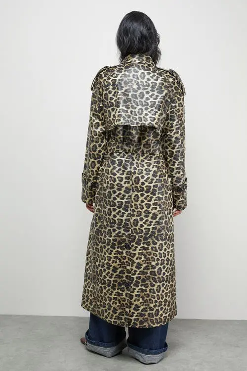 WAREHOUSE Animal Print Full-length Trench Coat
