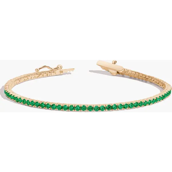 AURATE 3ct Lab Grown Emerald Tennis Bracelet - Yellow Gold Vermeil