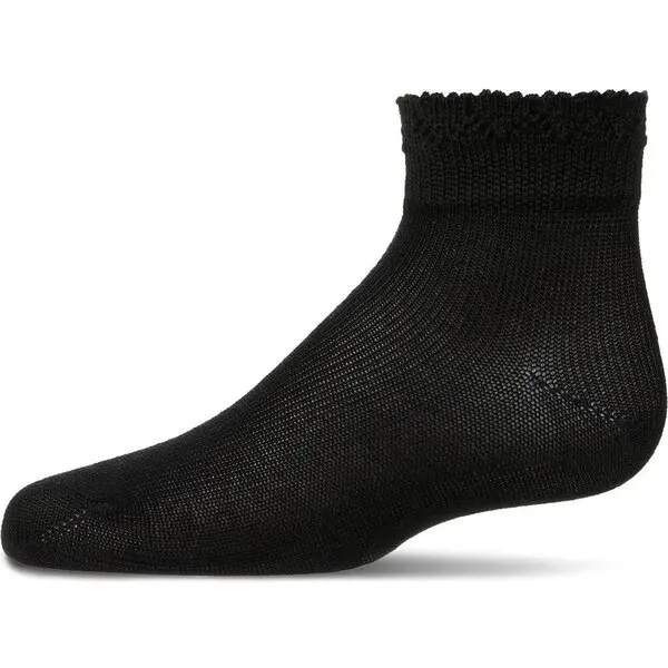MEMOI Crochet Ruffle-trim Ankle Socks - Black