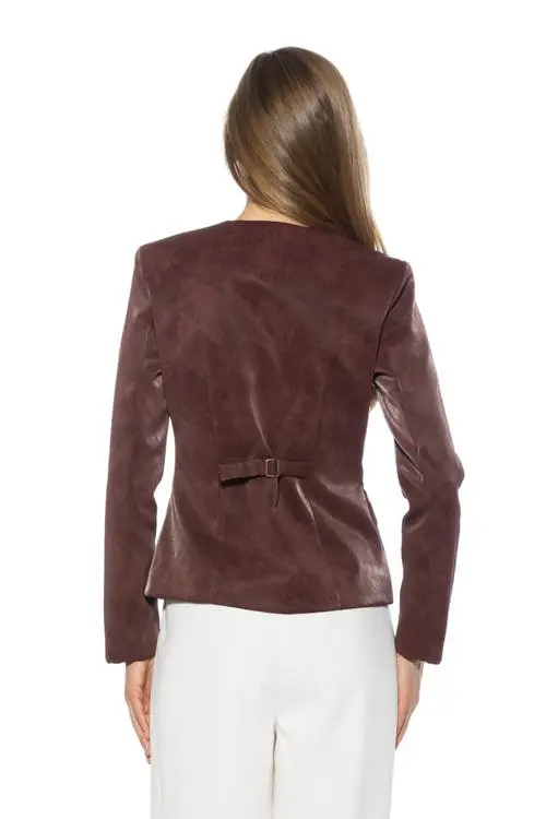 ALEXIA ADMOR Brivan Crewneck Blazer - Burgundy