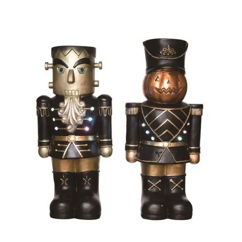 TRANSPAC Light Up Halloween Nutcracker Tabletop Decor - Multicolored