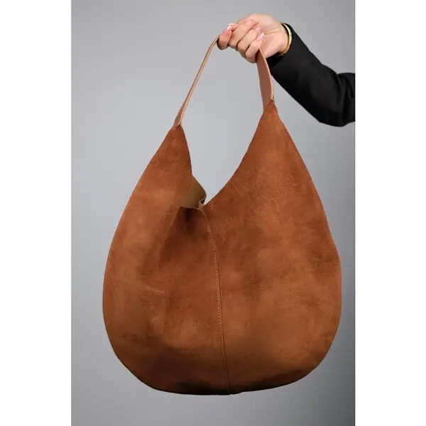 FOREVER & ALWAYS SHOES Leather Shoulder Bag - Cognac Suede