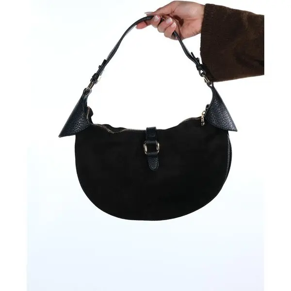FOREVER & ALWAYS SHOES Bexley Shoulder Bag - Black Suede