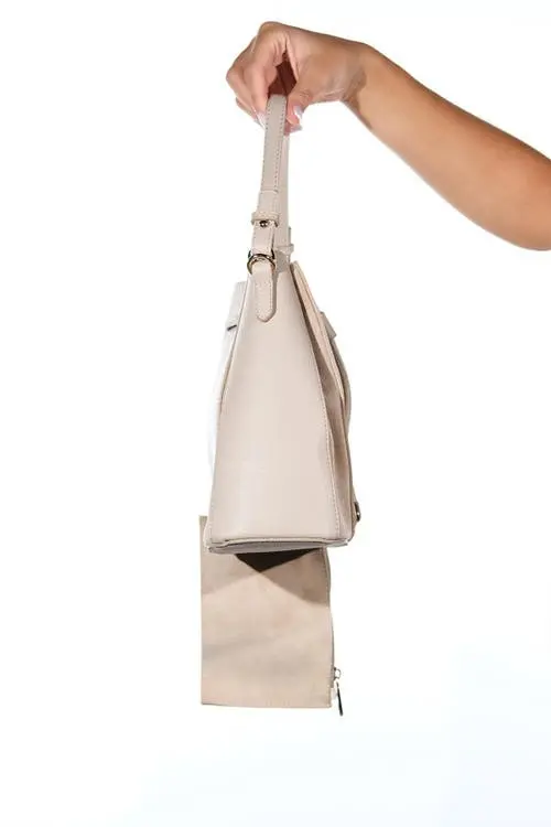 FOREVER & ALWAYS SHOES Maralis Leather Shoulder Bag - Beige