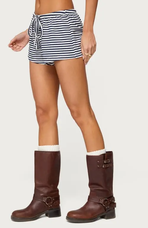 EDIKTED Striped Drawstring Shorts - Navy