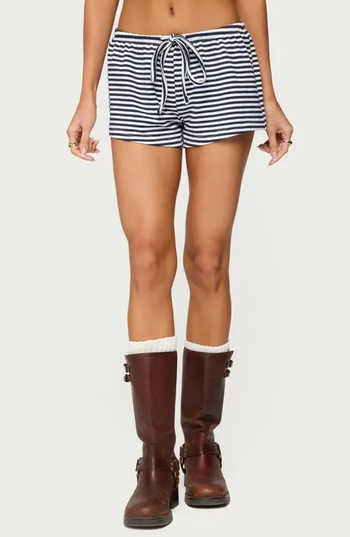 EDIKTED Striped Drawstring Shorts - Navy
