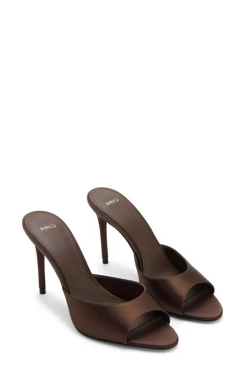 Mango Satin Sandal - Dark Brown
