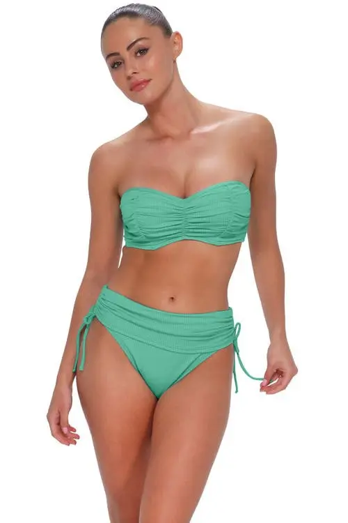 SUNSETS Loretta Bandeau Bikini Top F Cup - Aqua Mist Sandbar Rib