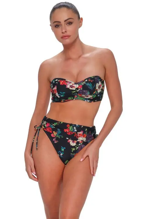 SUNSETS Loretta Bandeau Bikini Top F Cup - Fleur Noire