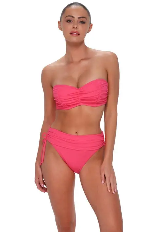 SUNSETS Loretta Bandeau Bikini Top F Cup - Posy Pink Crepe