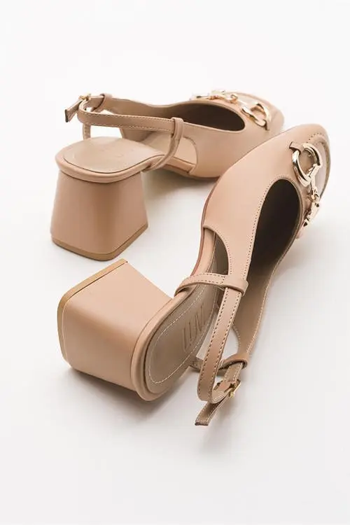 PROLOGUE SHOES Karol Block Heel Slingback Pumps - Beige