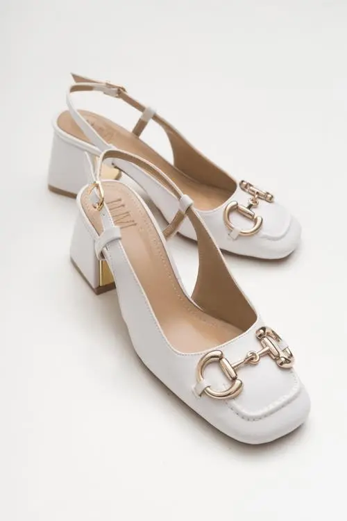 PROLOGUE SHOES Karol Block Heel Slingback Pumps - White