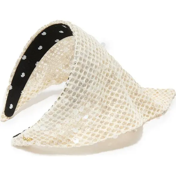 Lele Sadoughi Jackie Sequin Crochet Handkerchief Headband - Ivory 100