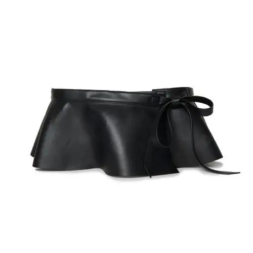 Lele Sadoughi Faux Leather Peplum Belt - Jet 001