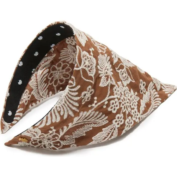 Lele Sadoughi Jackie Embroidered Eyelet Handkerchief Headband - Espresso Garden 200