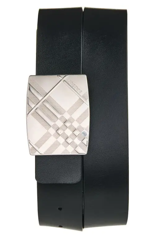 Burberry Reversible Check Engraved Buckle Belt