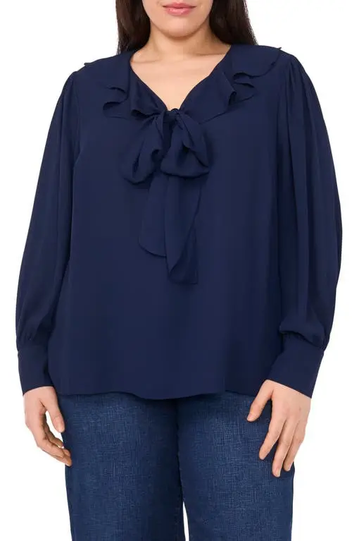 CECE DUPRAZ Ruffle Tie Neck Top
