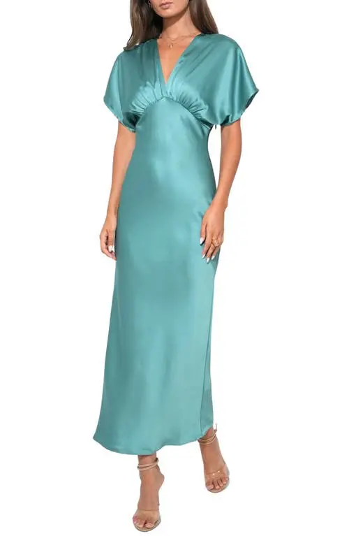 Adelyn Rae Dolman Sleeve Satin Maxi Dress