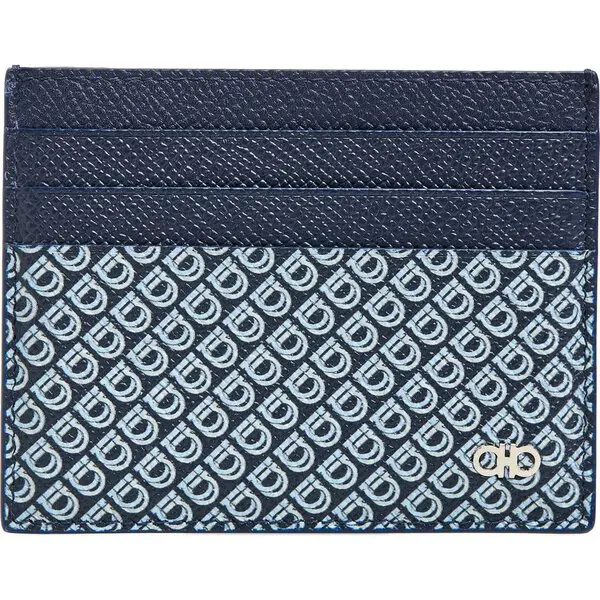 FERRAGAMO Micro Gancio Card Holder - New Navy Nero