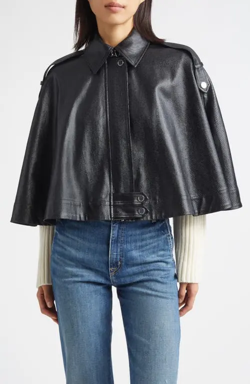 Derek Lam 10 Crosby Beatrix Rib Sleeves Coated Twill Cape