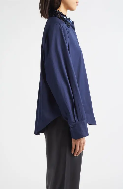 Derek Lam 10 Crosby Alina Sequin Collar Cotton Button-up Shirt