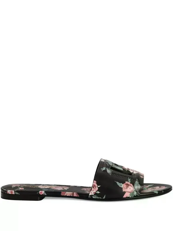 Dolce & Gabbana Floral Print Logo Slides