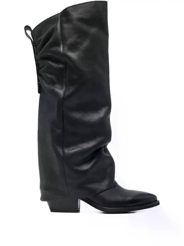 GISEL MOIRE Hunter Point-toe Heeled Boots