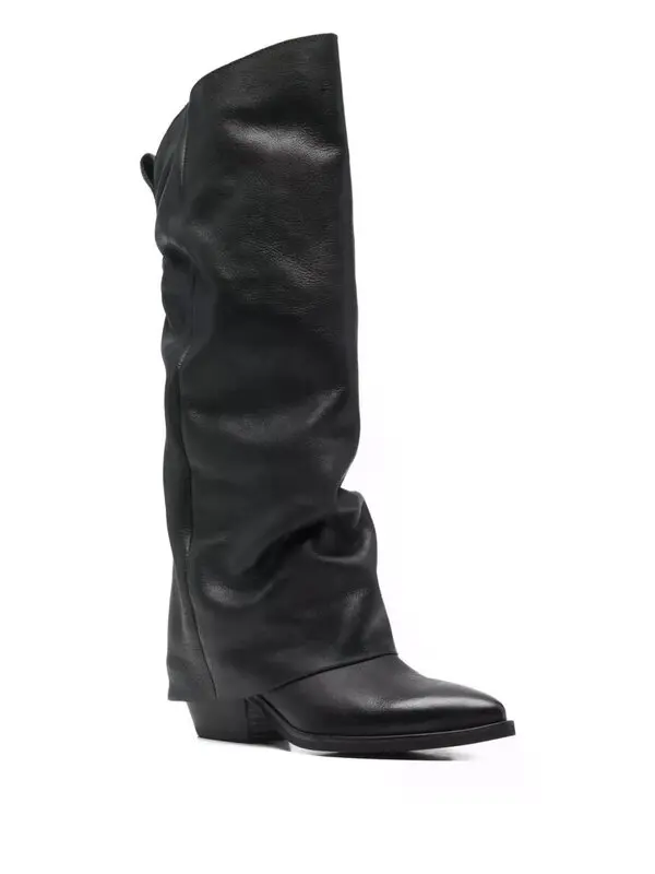 GISEL MOIRE Hunter Point-toe Heeled Boots