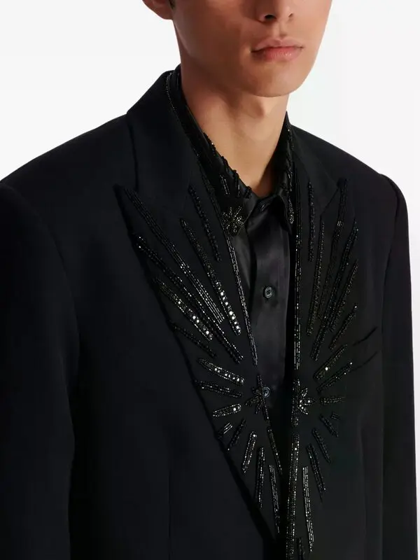Balmain Beaded-lapel Single-breasted Blazer
