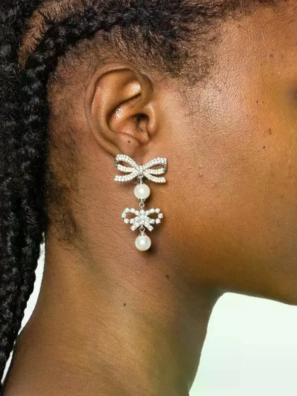 SELF-PORTRAIT Double-bow Pearl-drop Earrings