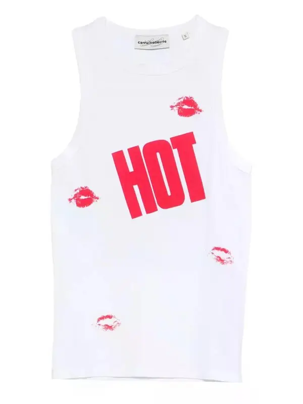 CARNE BOLLENTE Lip-print Vest - White