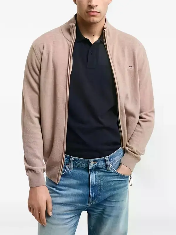 Gant Zip Lambswool Cardigan - Neutrals