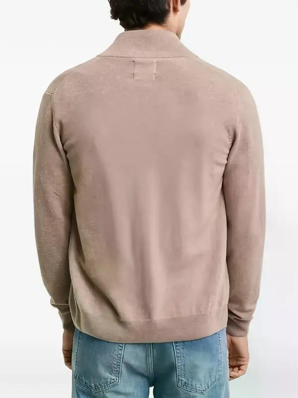 Gant Zip Lambswool Cardigan - Neutrals