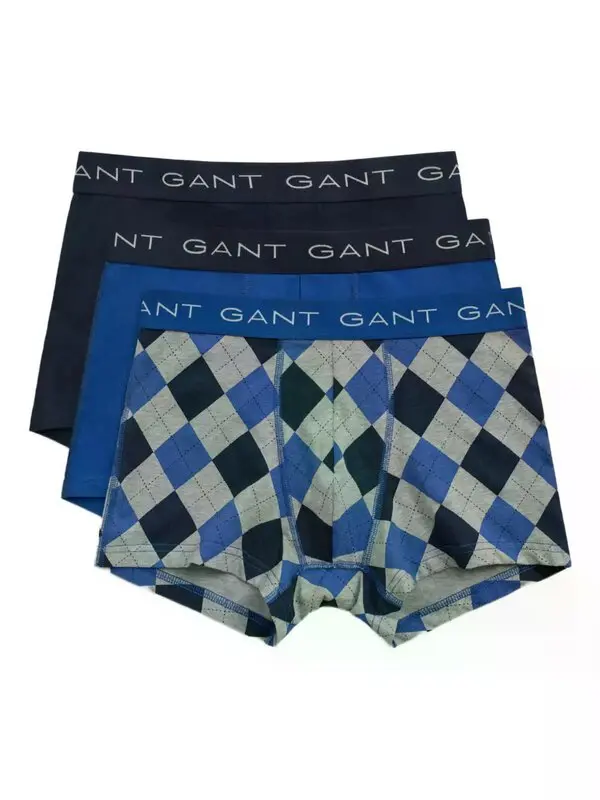 Gant Argyle Print Trunk 3-pack - Blue