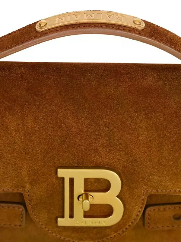 Balmain B-buzz 24 Suede Shoulder Bag - Brown
