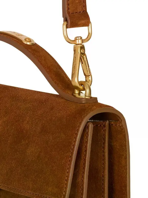 Balmain B-buzz 24 Suede Shoulder Bag - Brown