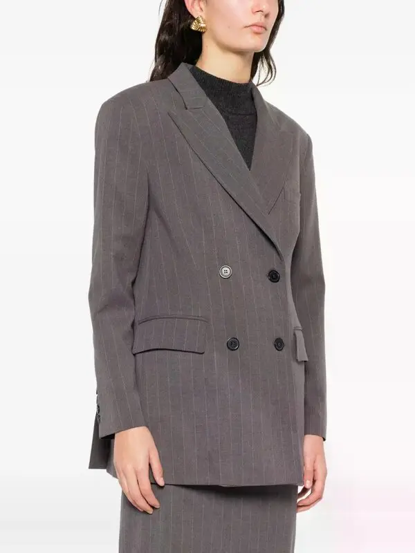 THE NINA STUDIO Jessy Pinstripe Double-breasted Blazer