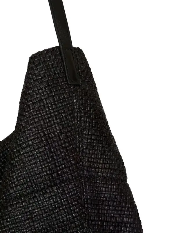 Balmain Raffia And Calfskin Track Tote Bag