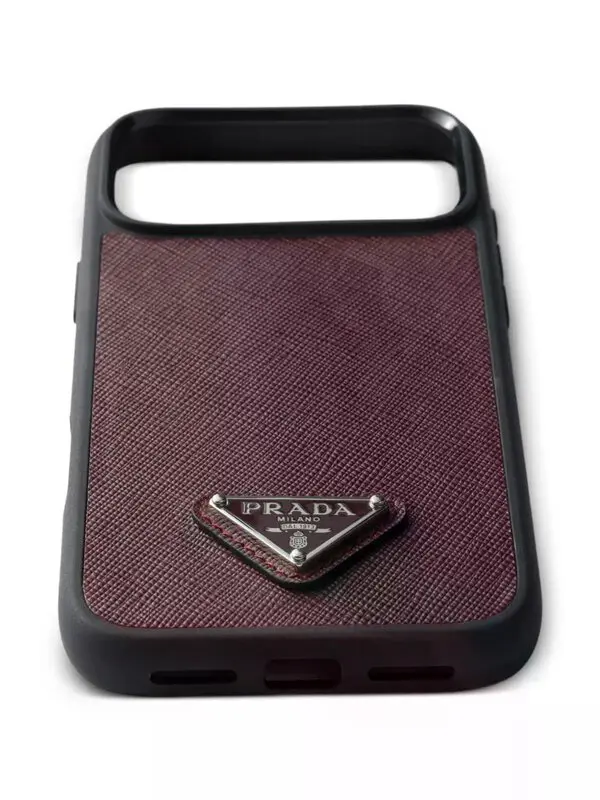 Prada Triangle-logo Leather Iphone 17 Pro Max Case - Red