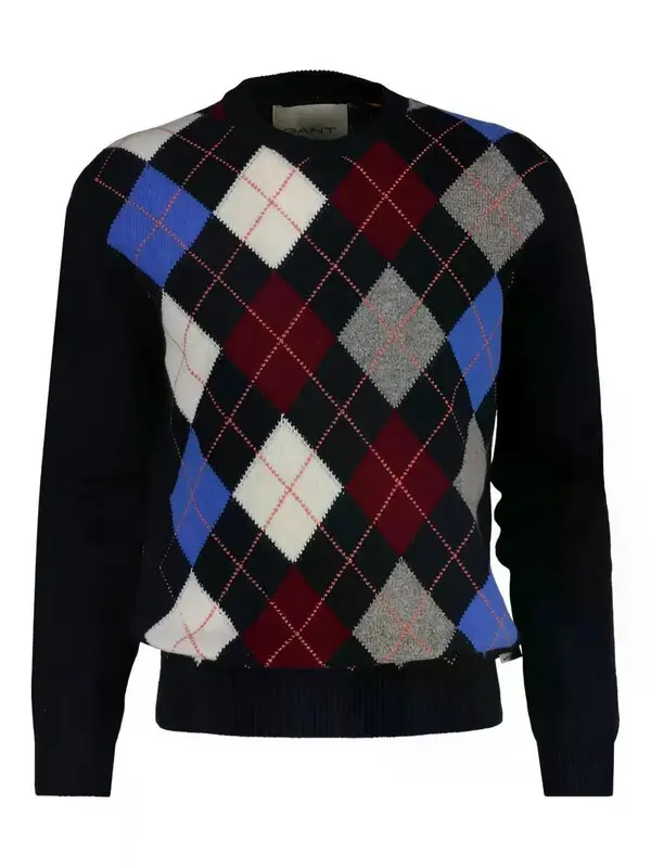 Gant Argyle C-neck Jumper - Blue