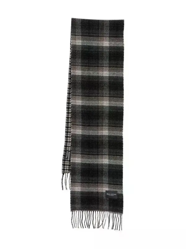 Marc O'polo Checked Fringed Scarf - Grey