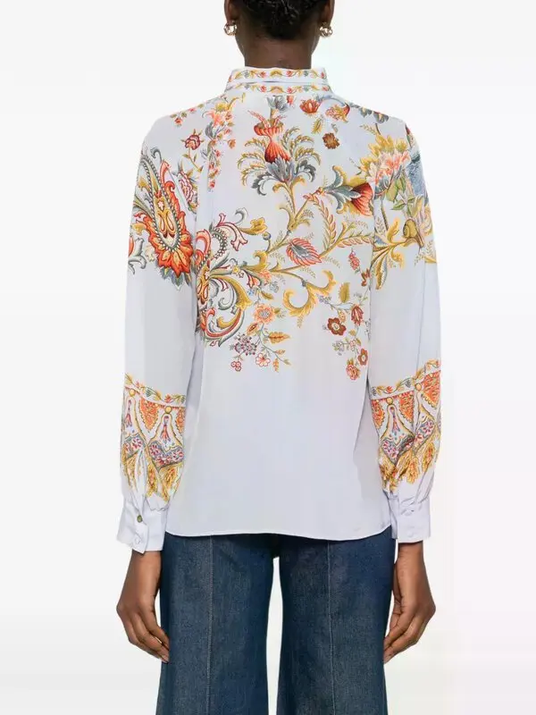 Etro Tie-neck Bird-print Blouse