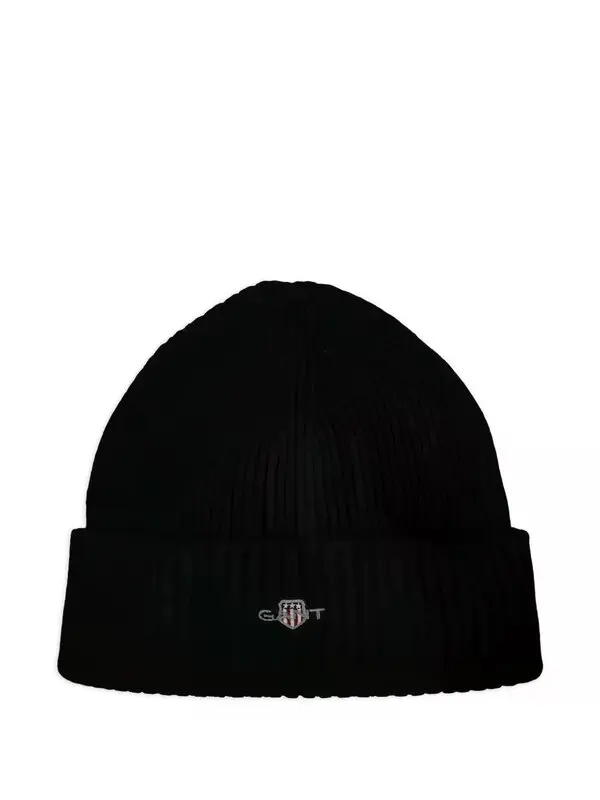 Gant Logo Cotton Blend Beanie - Black